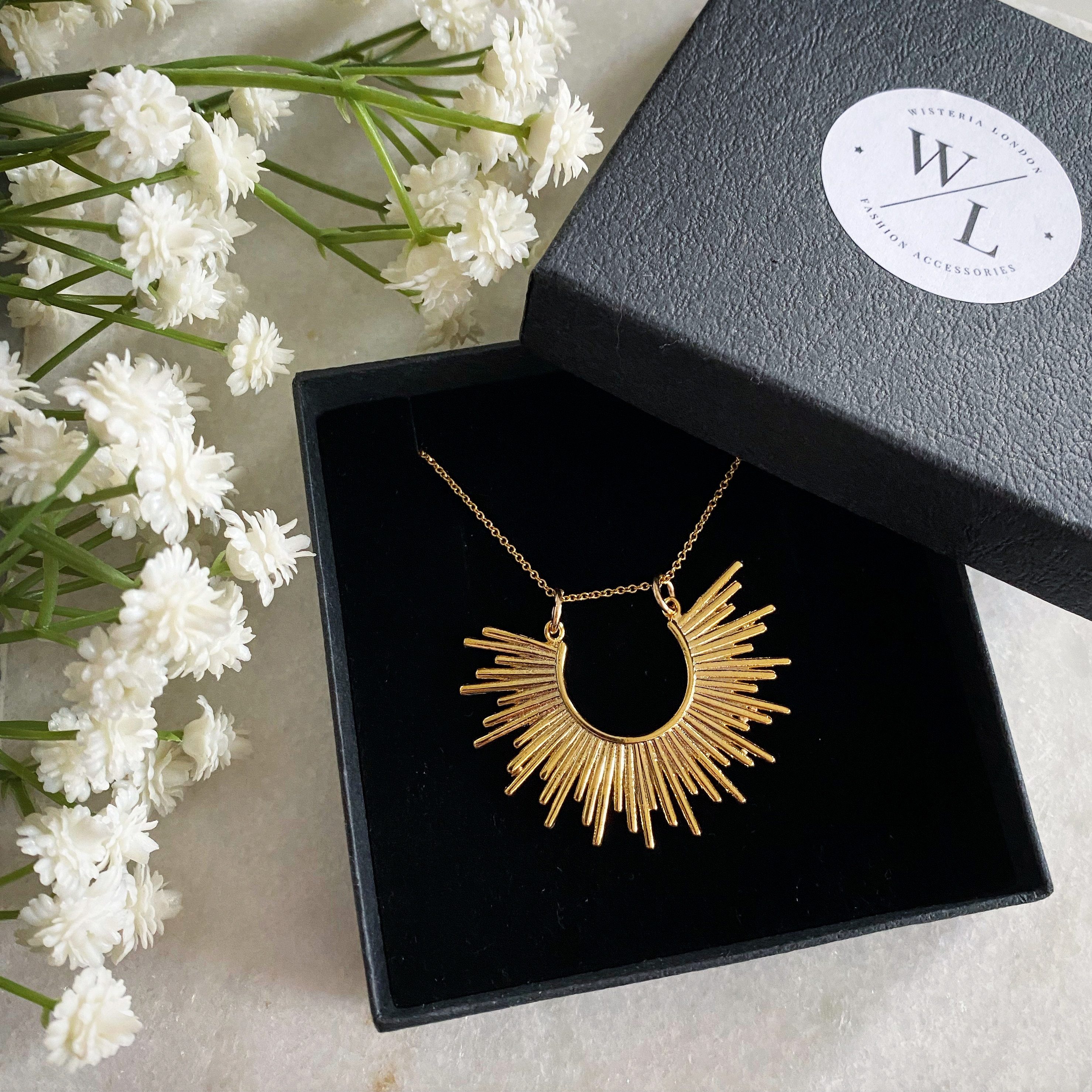 Gold Half Sun Necklace Bohemian Sun Necklace Bib Necklace | Etsy