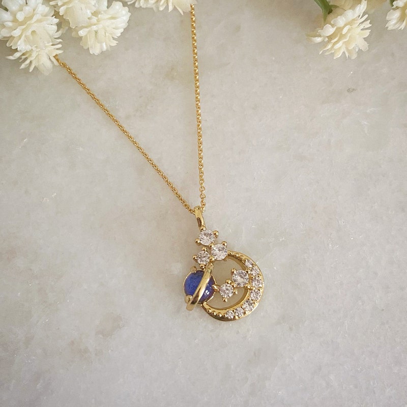 Moon and Star Necklace - Etsy