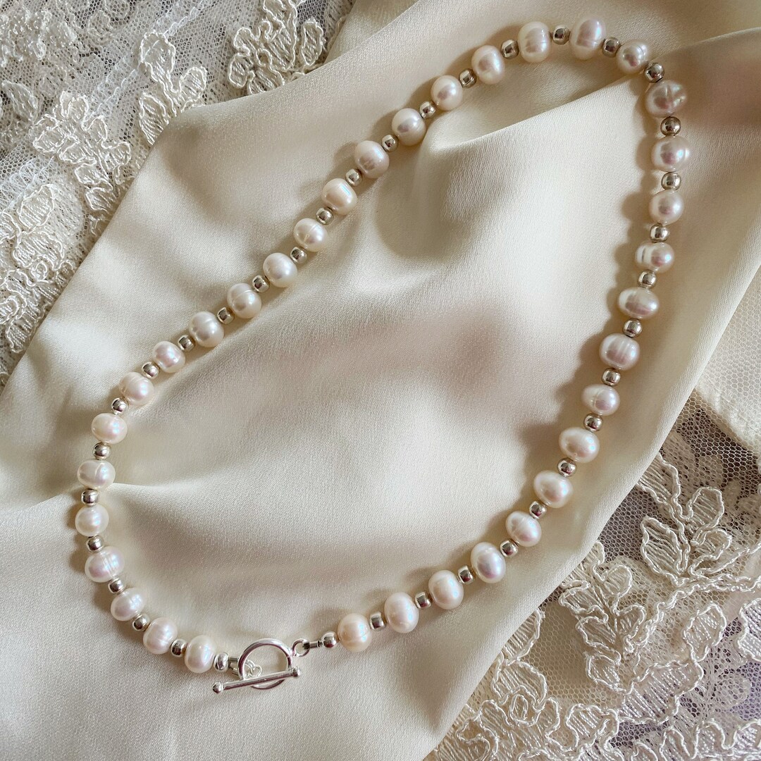 Freshwater Pearl Necklace: Sterling Silver Toggle Clasp, Wedding ...