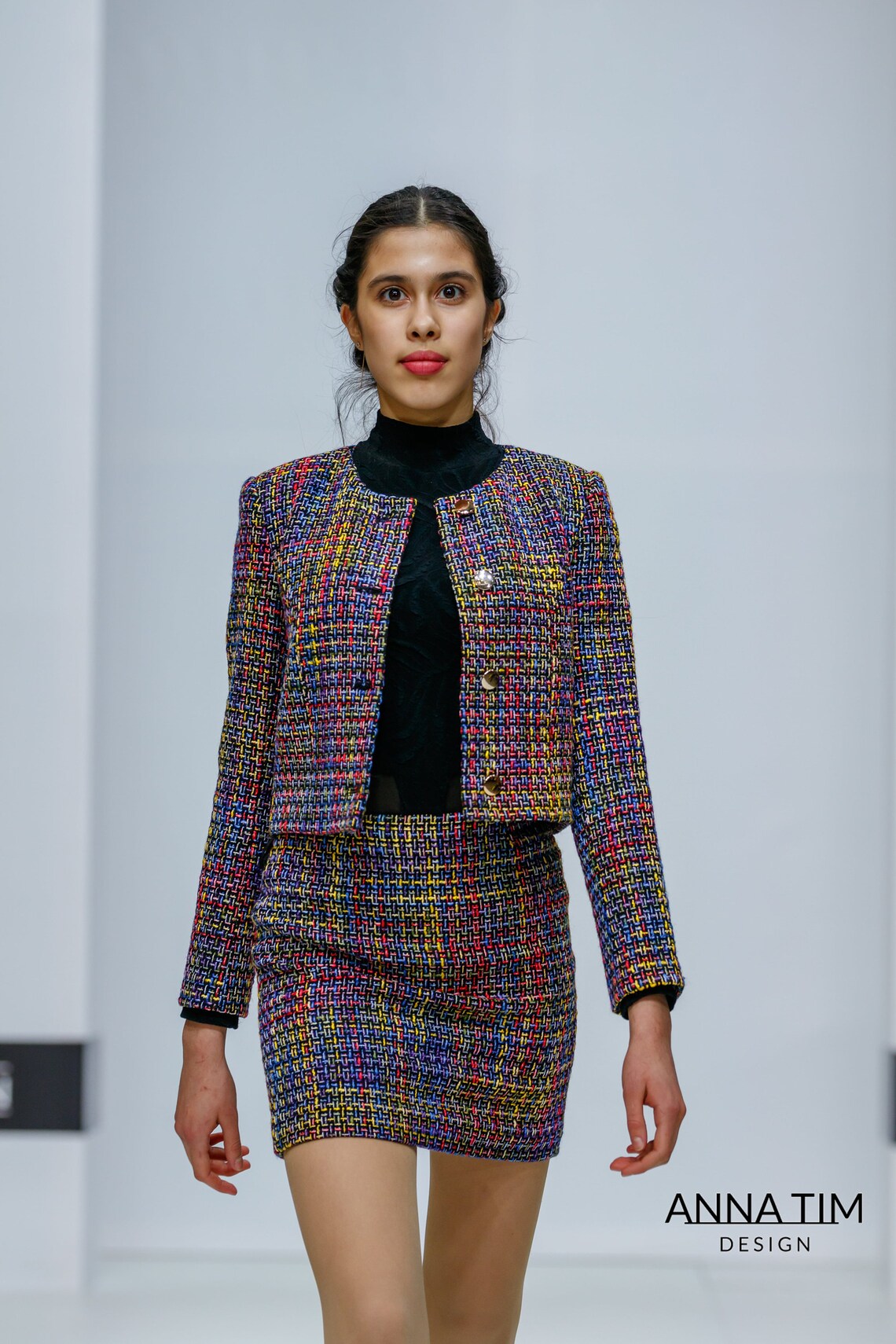 Tweed Suit, Tweed Jacket, Women's Suit, Multicolor Suit, Chanel Style ...