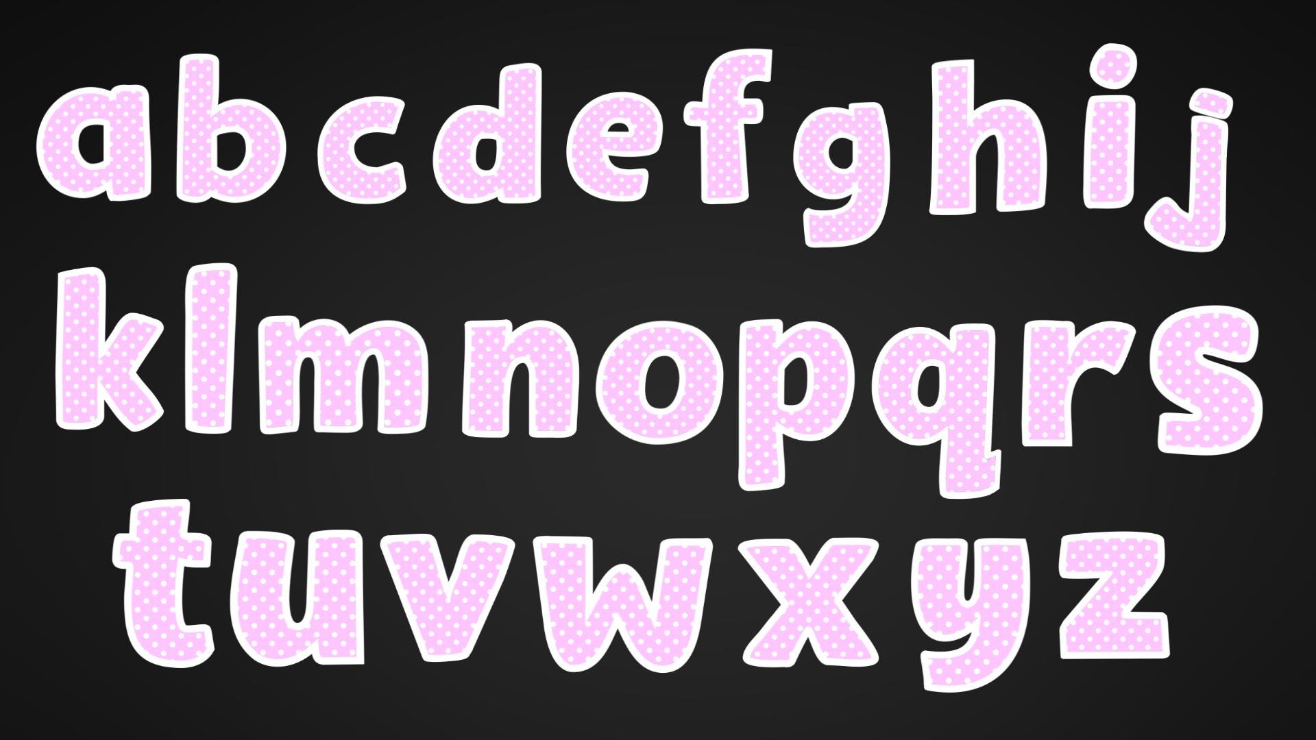 Alphabet Pink Pastel Polka Dots Letters Numbers and Symbols White ...
