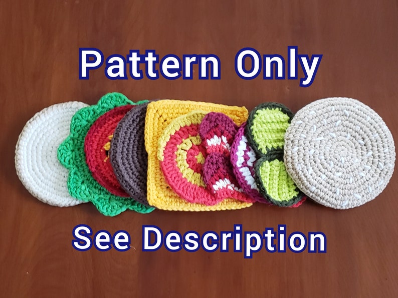 Cheeseburger Coaster Set Crochet Pattern - Etsy