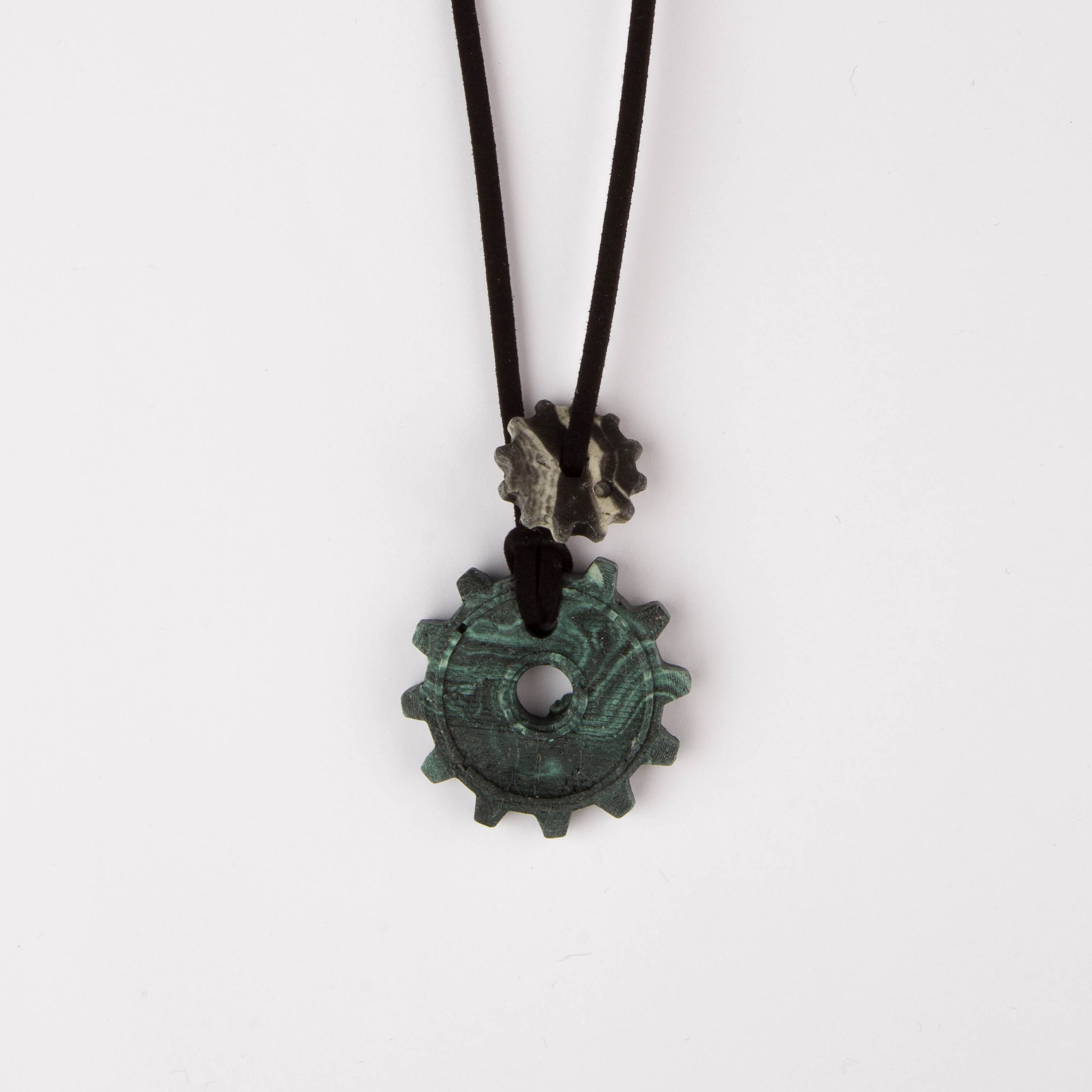 Geometric Cog Shape Polymer Clay Necklace. Simple Mens Stone Pendant ...