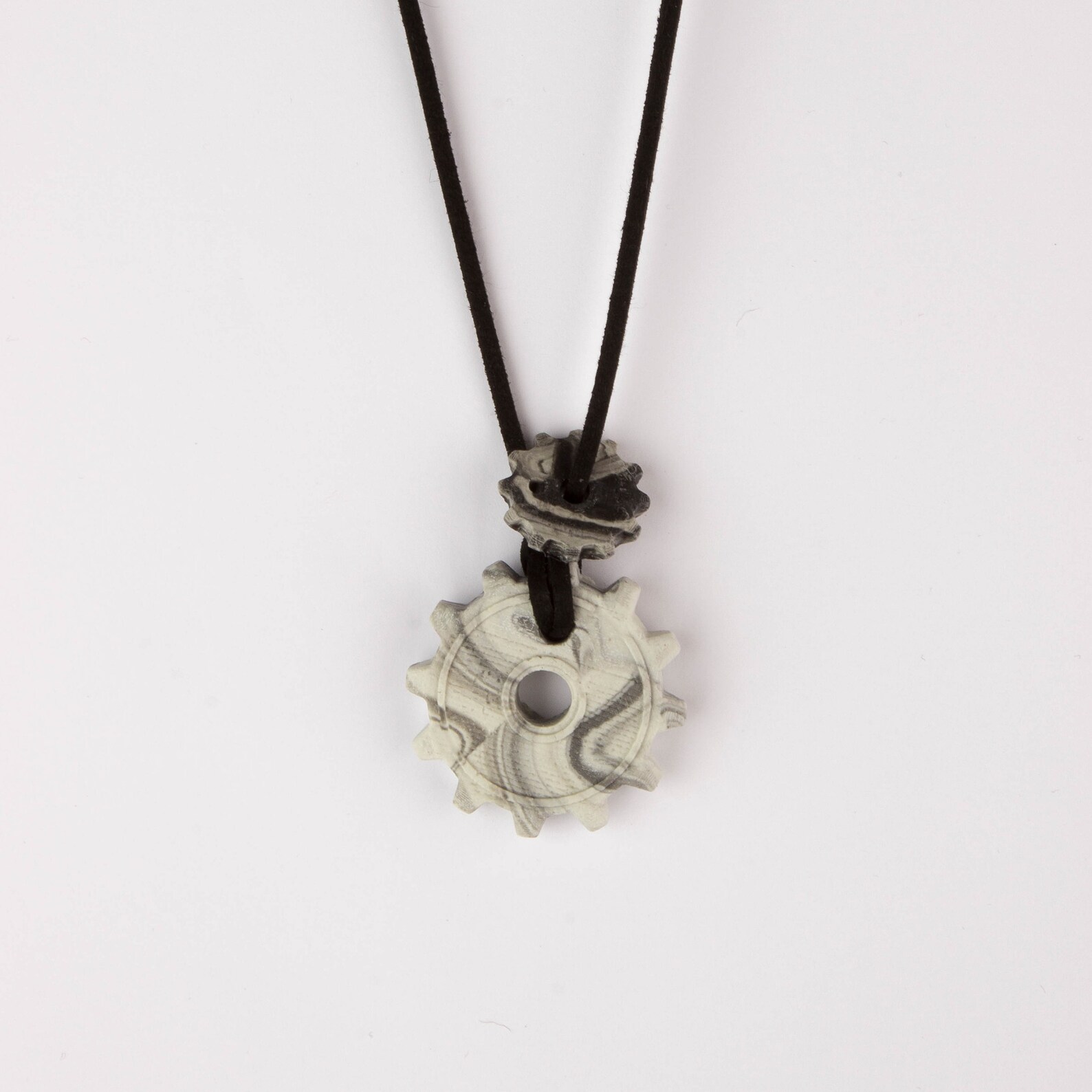 Geometric Cog Shape Polymer Clay Necklace. Simple Mens Stone Pendant ...