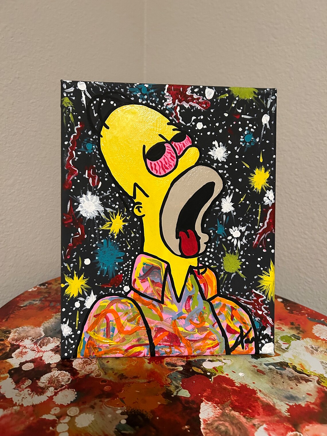 Homer Simpsons TV Cartoon Homer Simpson Trippy Smoke Decor Canvas ...