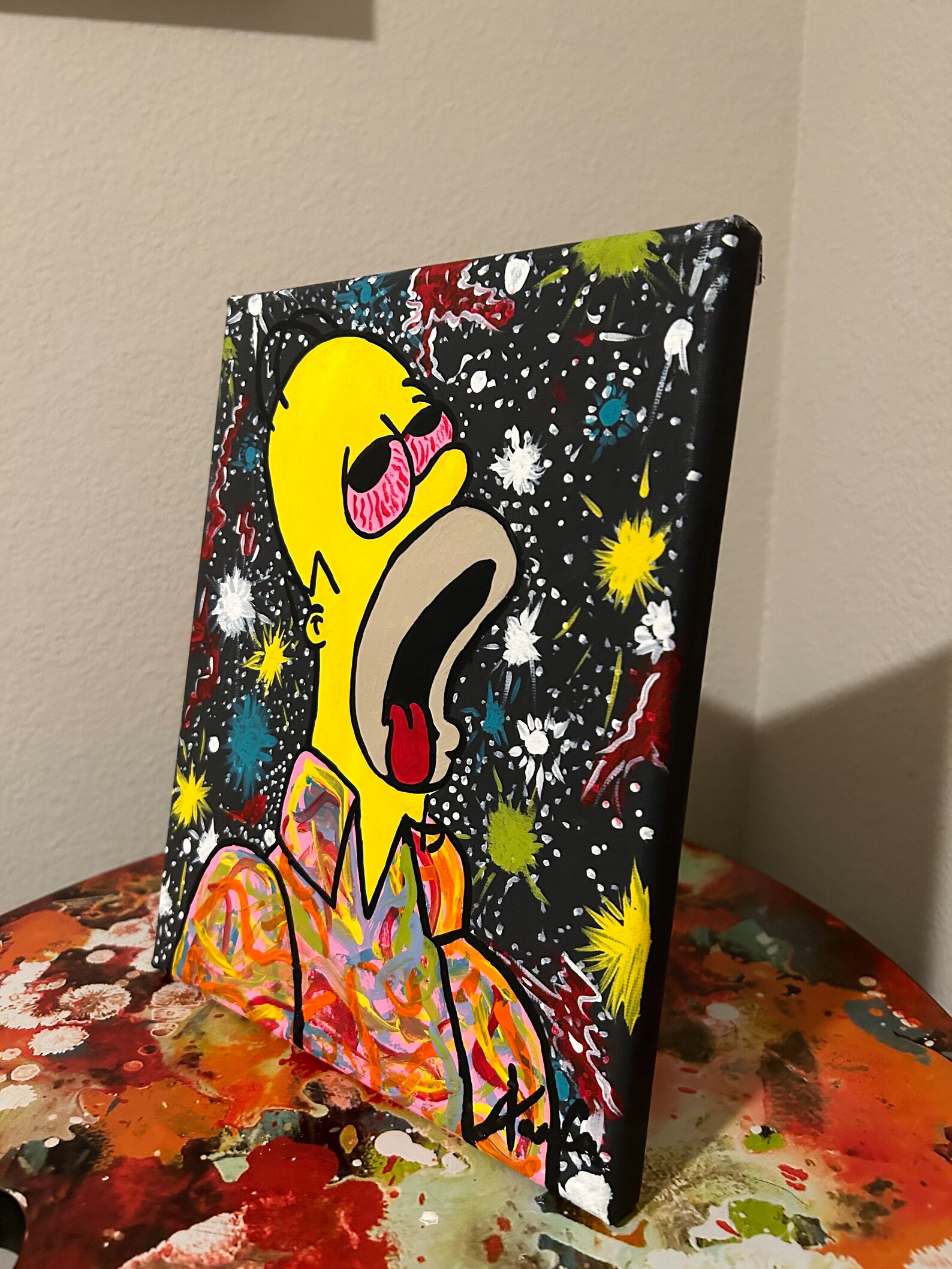 Homer Simpsons TV Cartoon Homer Simpson Trippy Smoke Decor Canvas ...