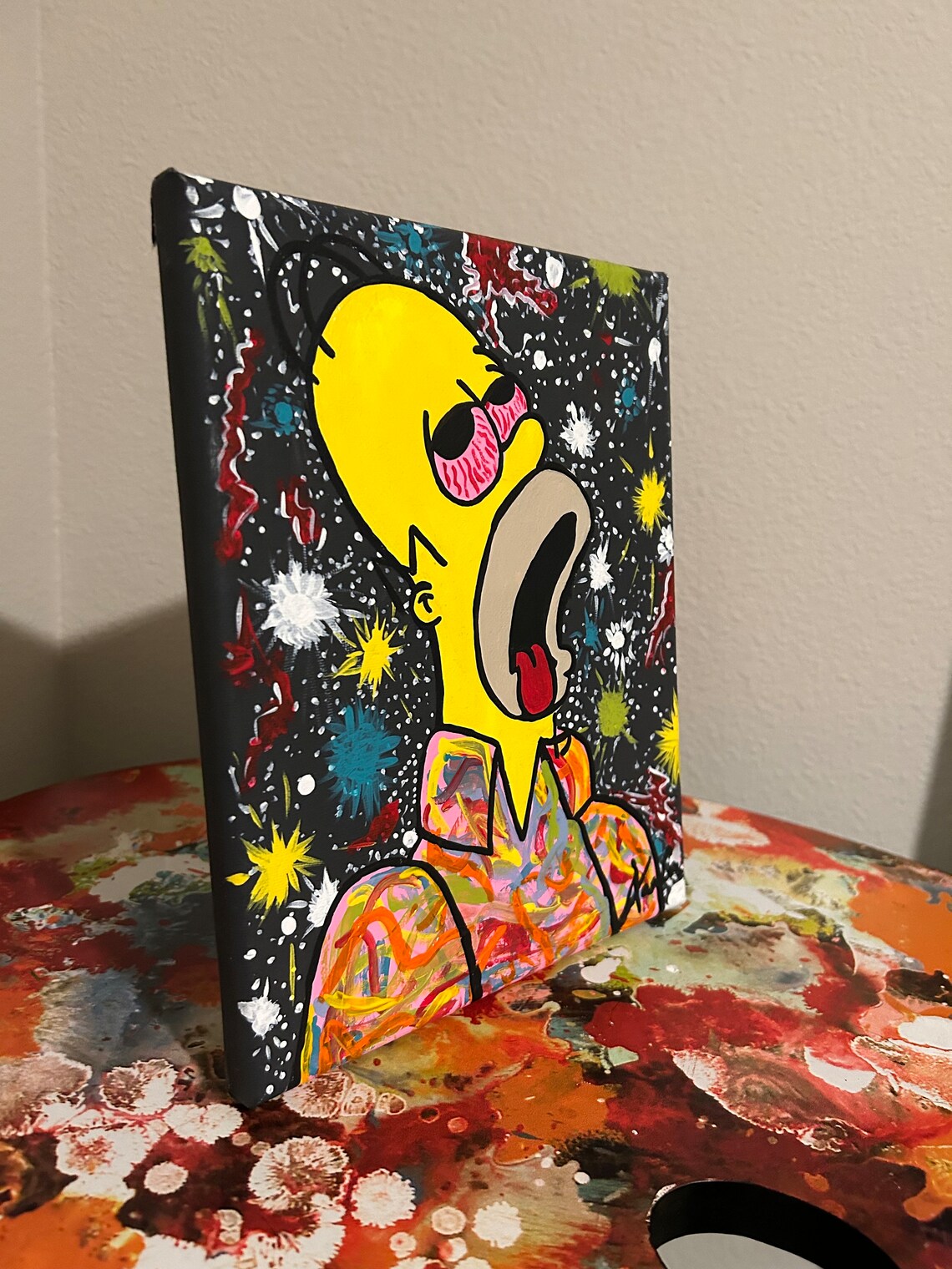 Homer Simpsons TV Cartoon Homer Simpson Trippy Smoke Decor Canvas ...