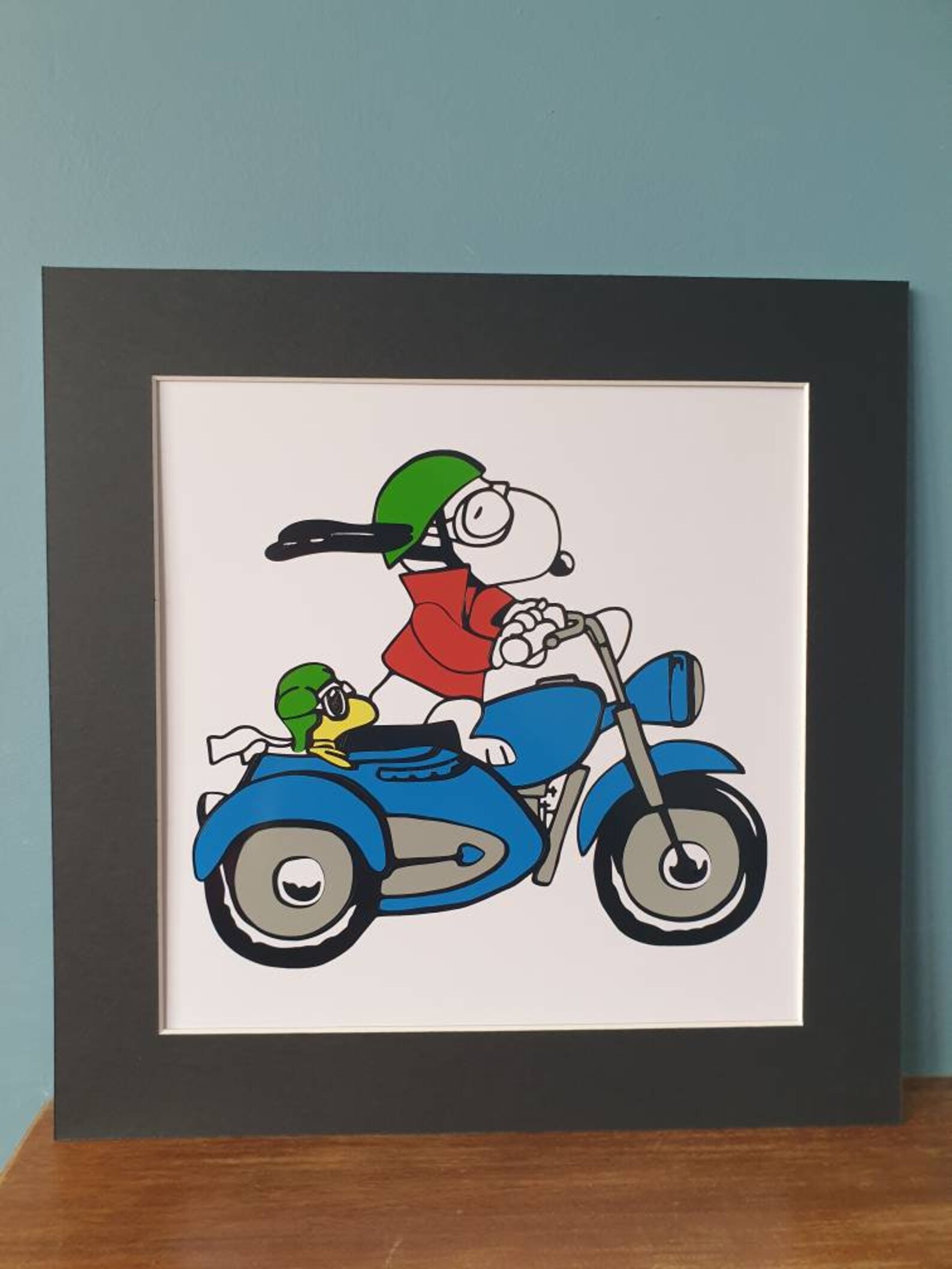 Snoopy motorcycle 12 inch x 12 inch vinyl picture on quality | Etsy