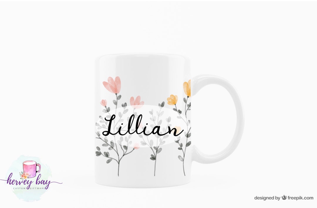 Aquarelle Floral Customisé Mug Tasse personnalisée Tasse personnalisée ...