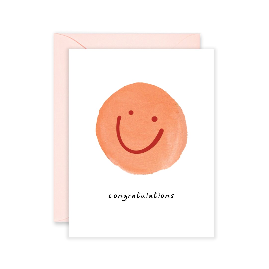 Orange Smiley Congratulations Greeting Card | Cute Celebration Card for ...