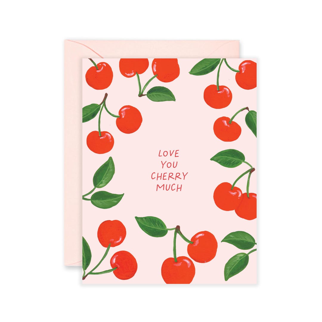 Love You Cherry Much Greeting Card | Valentine's Day Card | Pink Cherry ...
