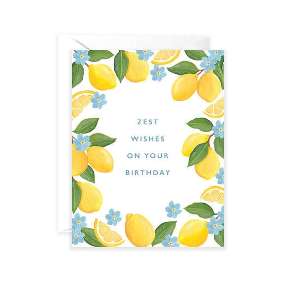 Lemon Birthday Quotes Birthday Greetings Card Naive Childish Style