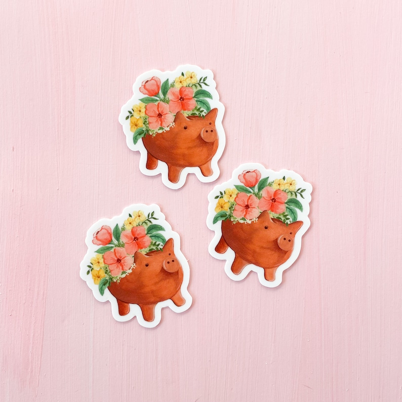 Mini Marranito Flower Pot Sticker | Marranito Sticker - Etsy