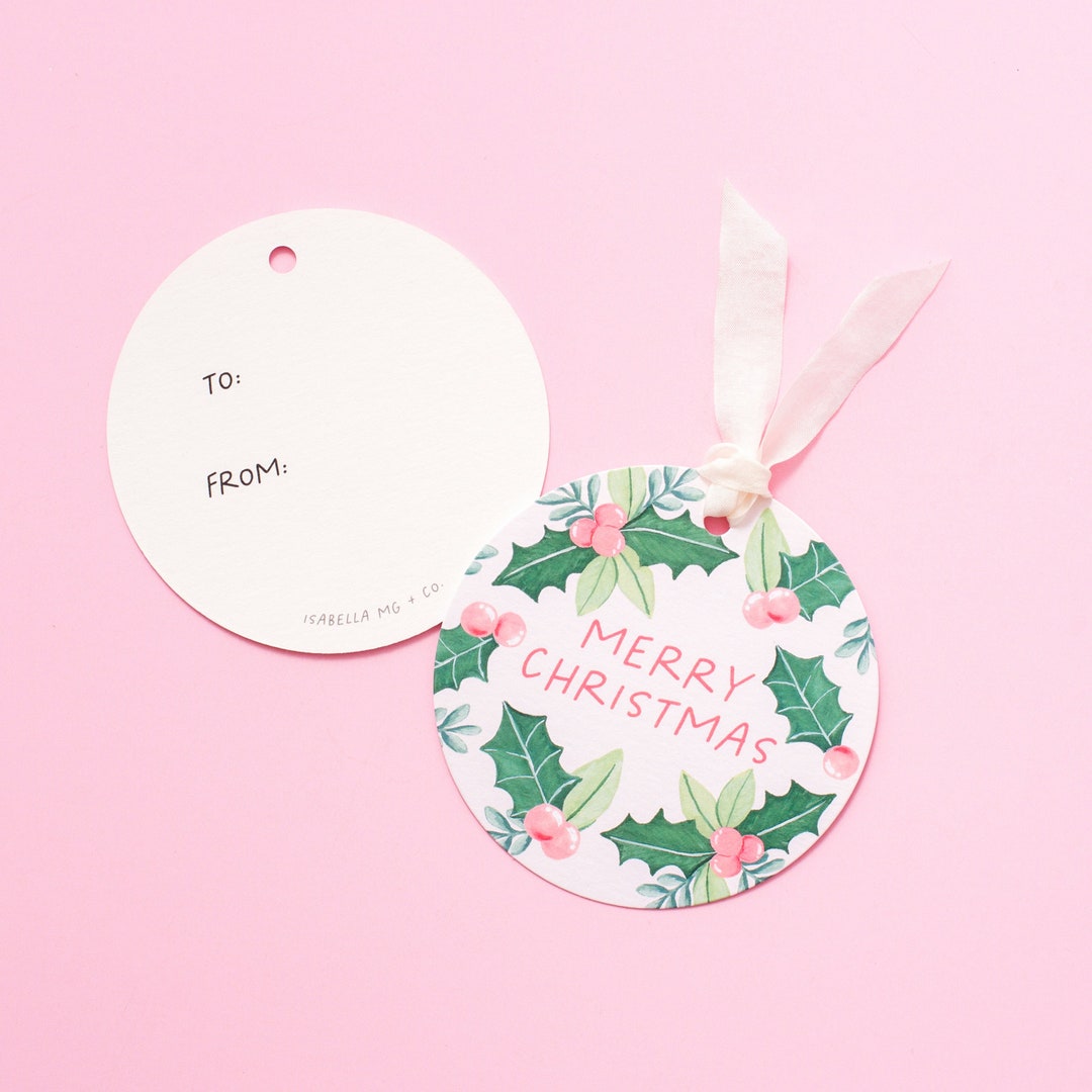 Holly Jolly Circle Gift Tags | Christmas Gift Tags | Set of 8 Tags - Etsy