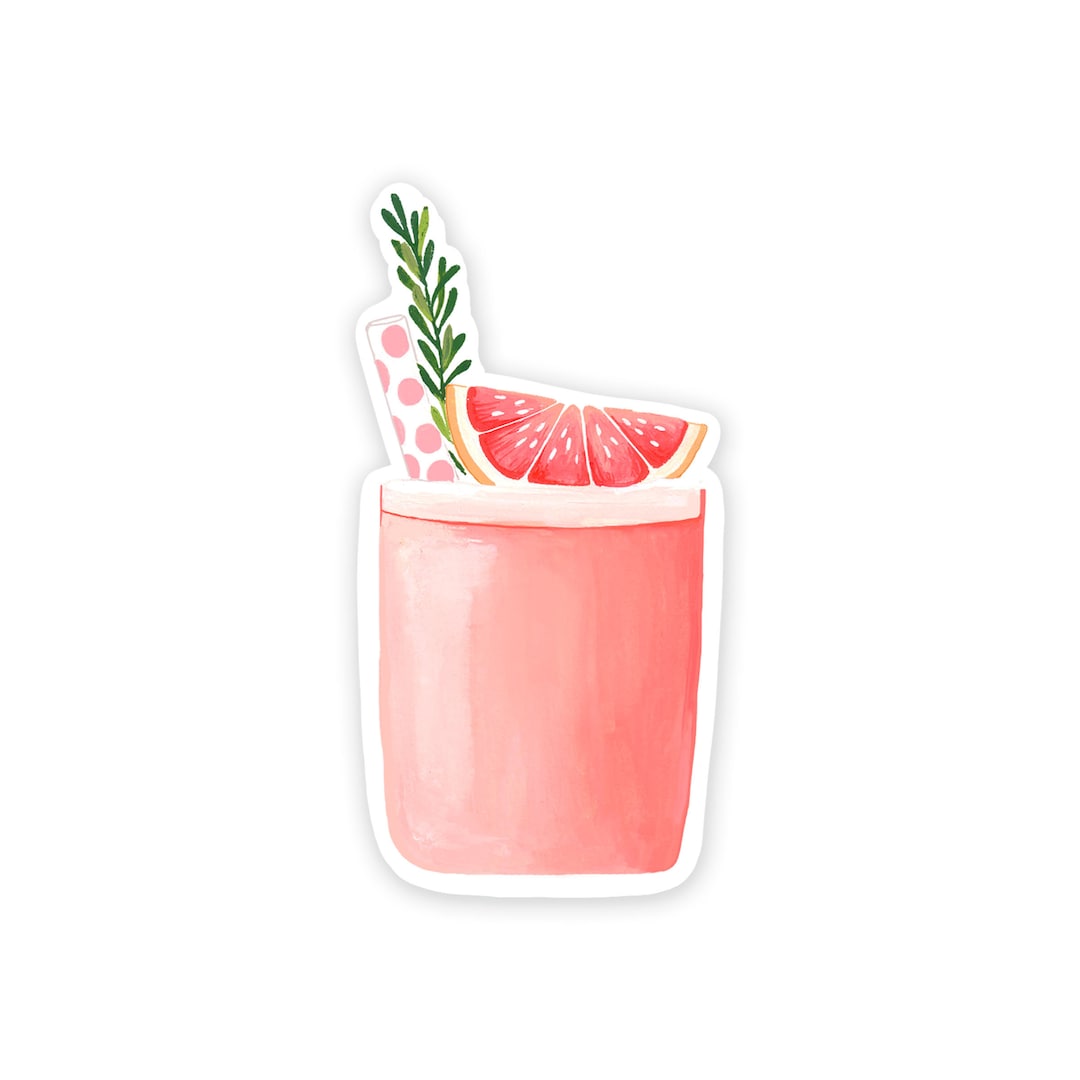 Grapefruit Cocktail Sticker | Margarita Vinyl Sticker | Cocktail ...