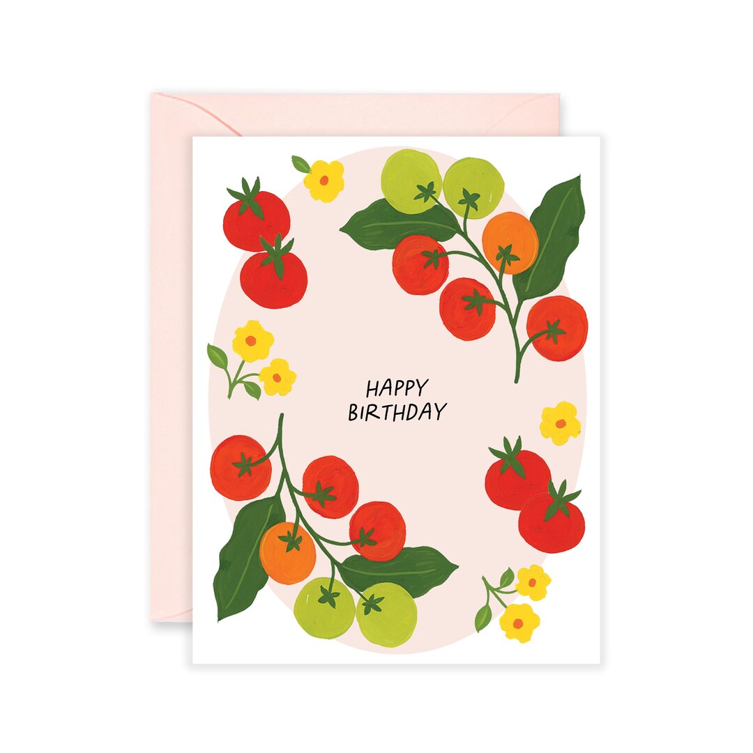 Tomato Happy Birthday Greeting Card - Etsy