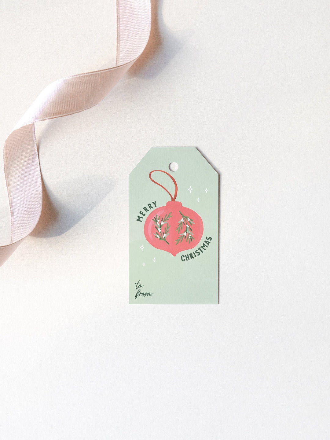 Merry Christmas Ornament Gift Tags | Pack of 8 Holiday Gift Tags ...