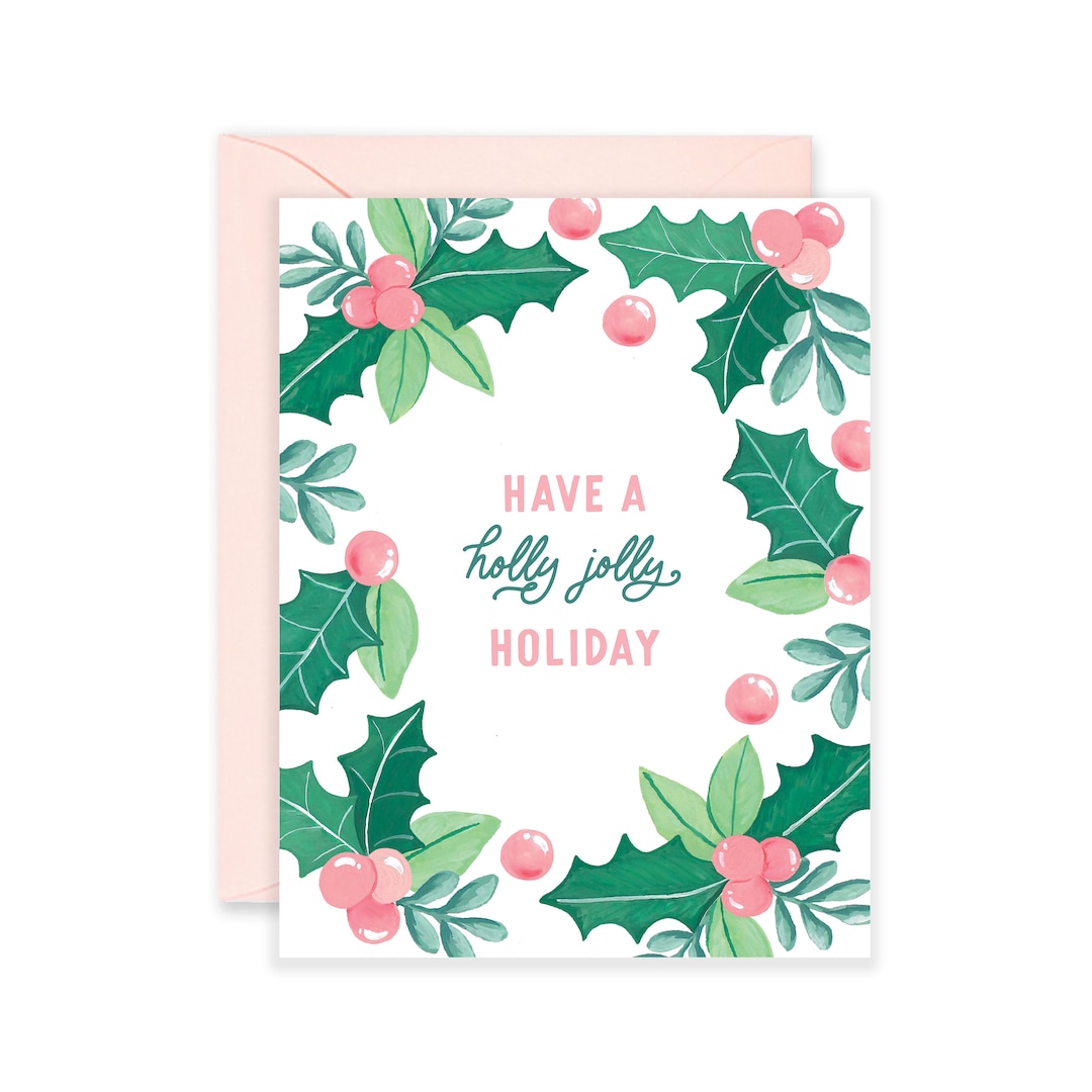 Holly Jolly Holiday Card - Etsy