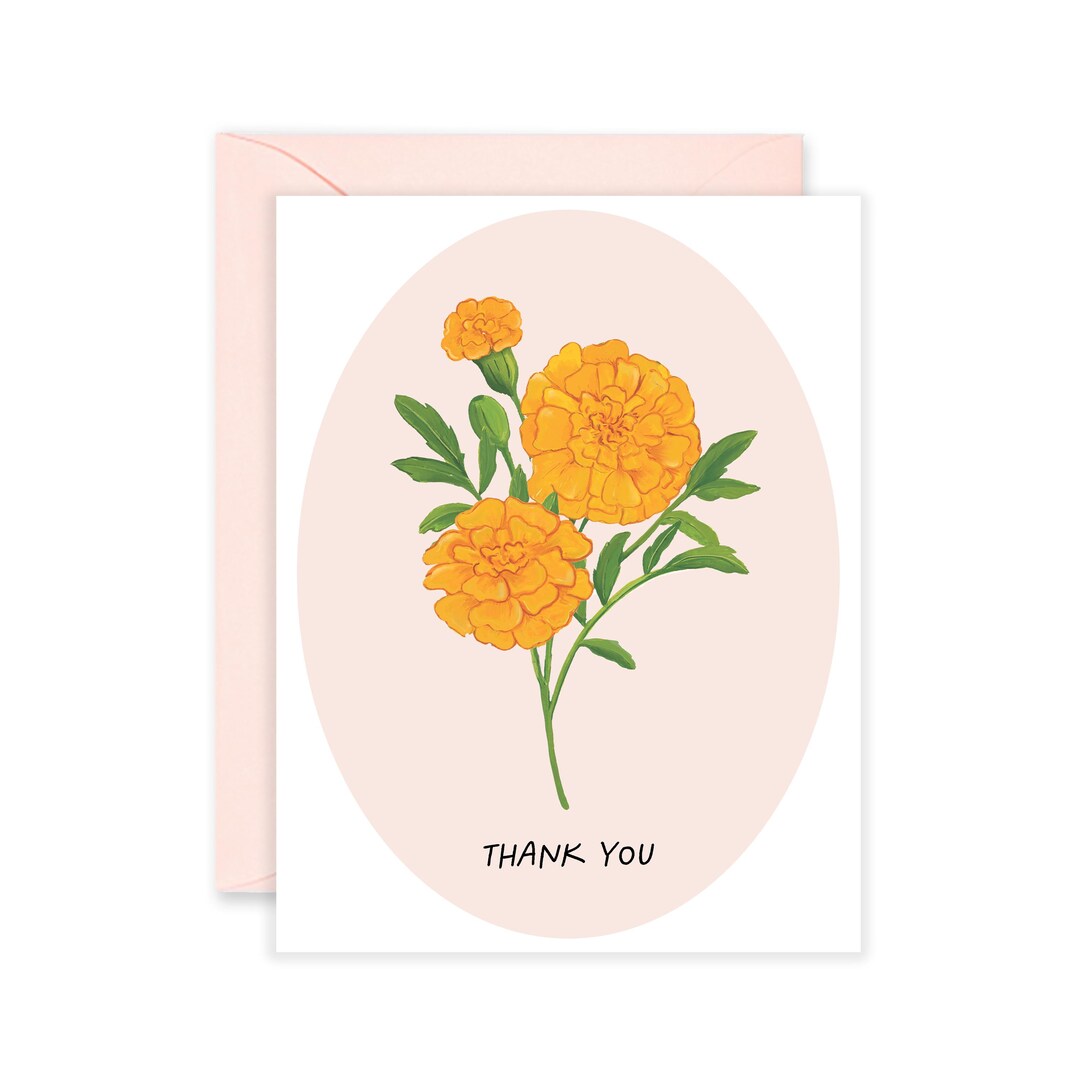 Marigold Greeting Card | Thank You Card | Gratitude Card - Etsy