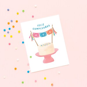 Papel Picado Birthday Cake Greeting Card | Birthday Card | Feliz ...