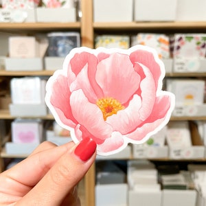 Peony Sticker | White Back Flower Sticker | Floral Waterproof Sticker ...