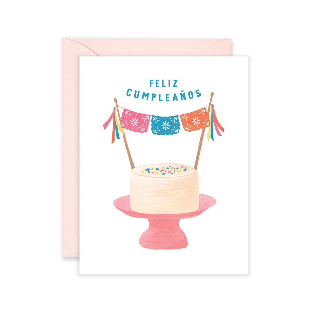 Papel Picado Birthday Cake Greeting Card | Birthday Card | Feliz ...