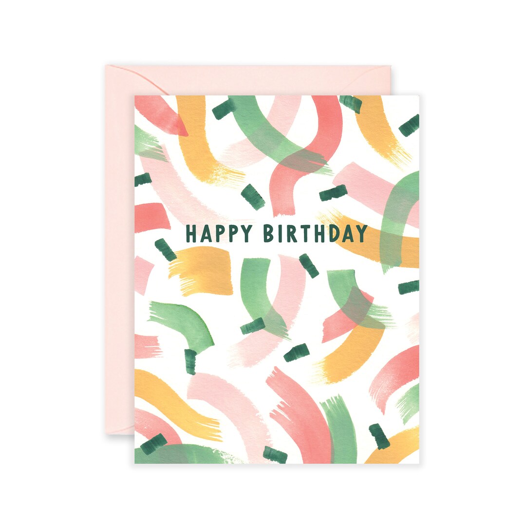 Happy Birthday Streamers Greeting Card Colorful Birthday Card Quirky ...
