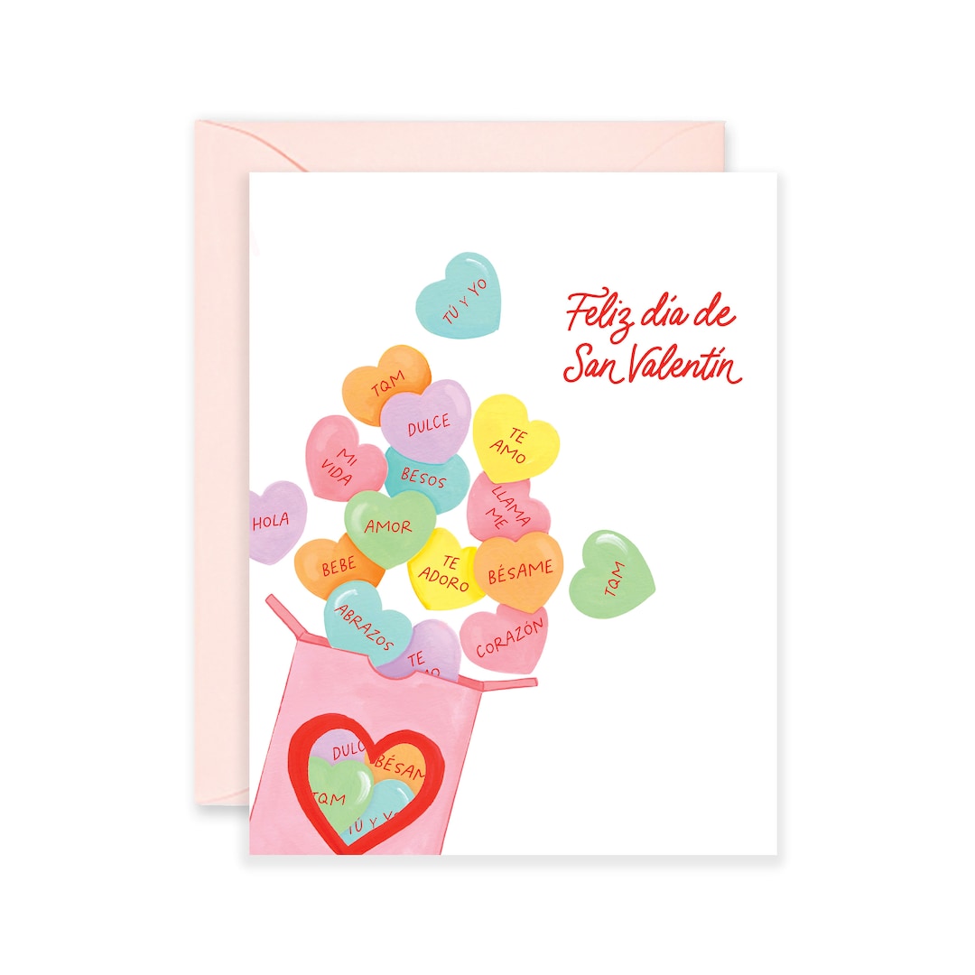 Candy Hearts | Feliz Dia De San Valentin | Spanish Card - Etsy