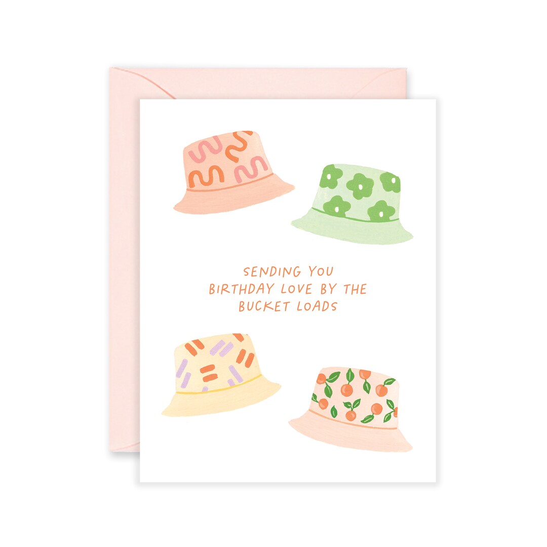 Birthday Buckets - Bucket Hat Birthday Greeting Card - Etsy