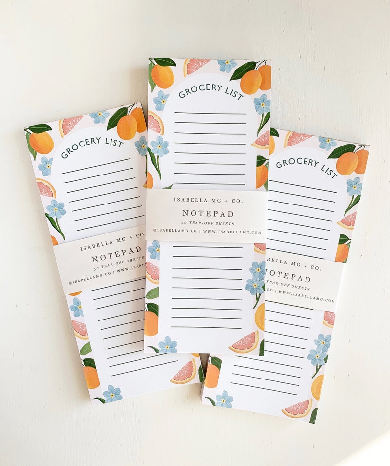 Orange Blossom Grocery Notepad Market List Notepad to Do | Etsy