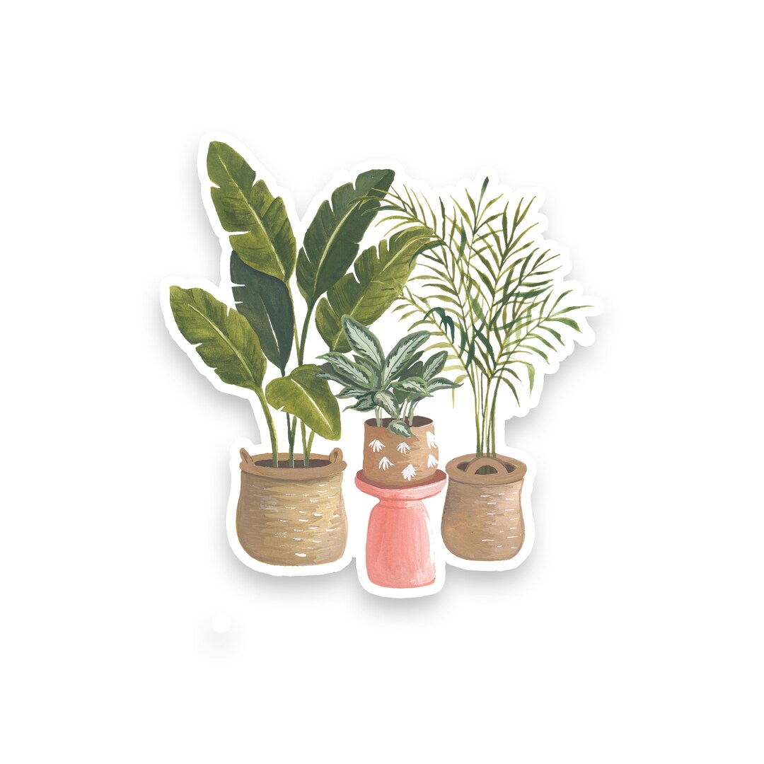 Cute Potted Plants Sticker | Plant Trio Sticker | Waterproof Sticker ...