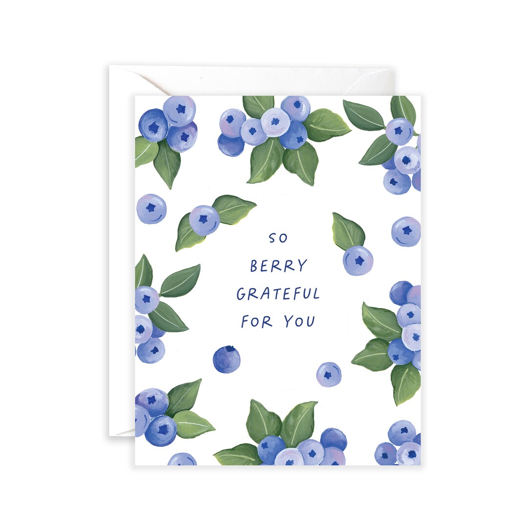 Berry Grateful for You Card | Thank You Card | Blueberry Thank You Card ...