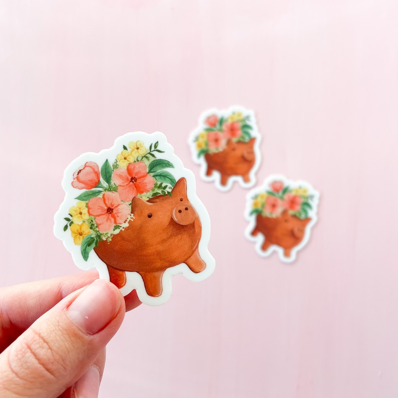Mini Marranito Flower Pot Sticker | Marranito Sticker - Etsy