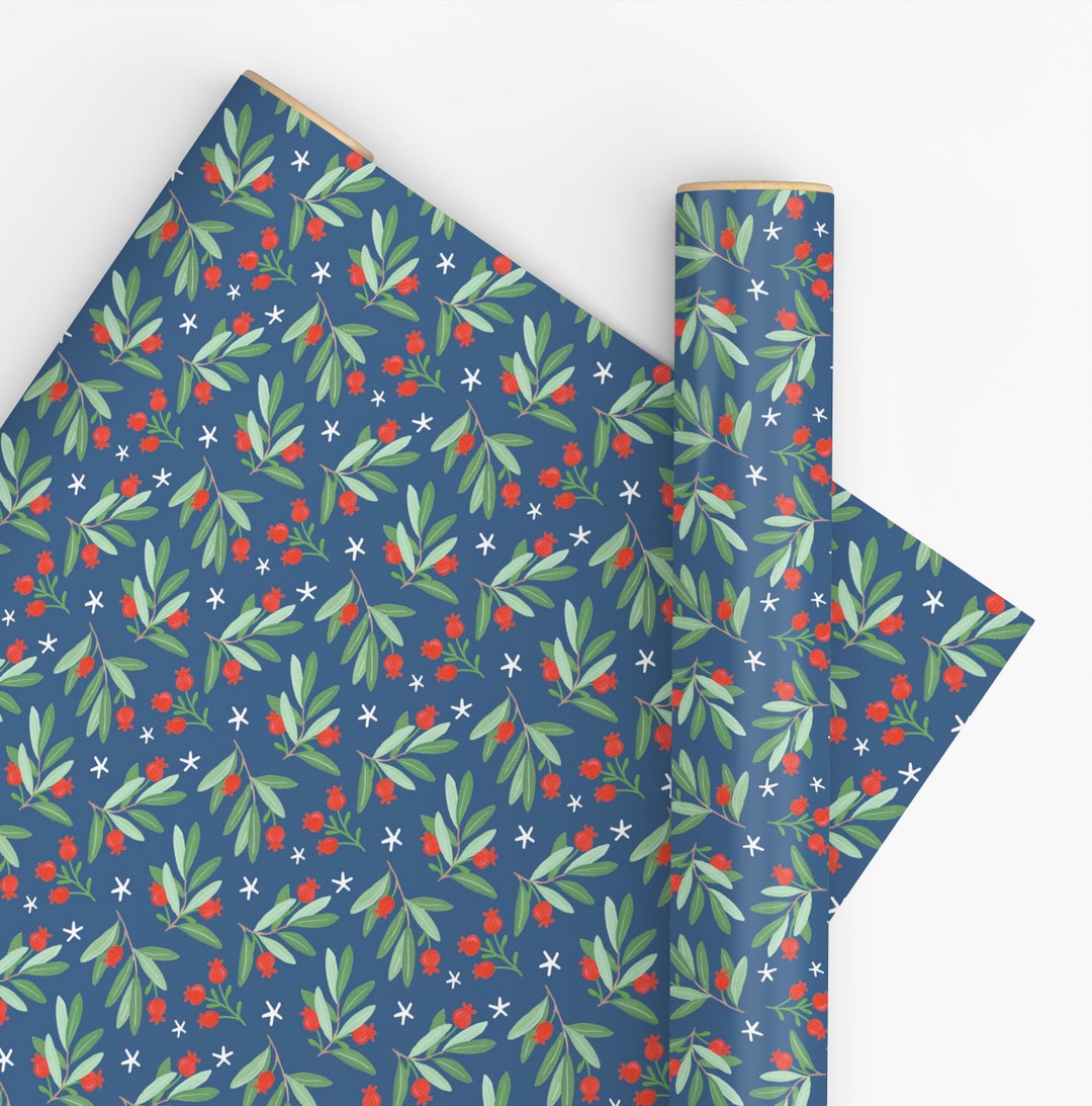 Pomegranate Gift Wrap | Hanukkah Wrapping Paper | Holiday Wrapping ...