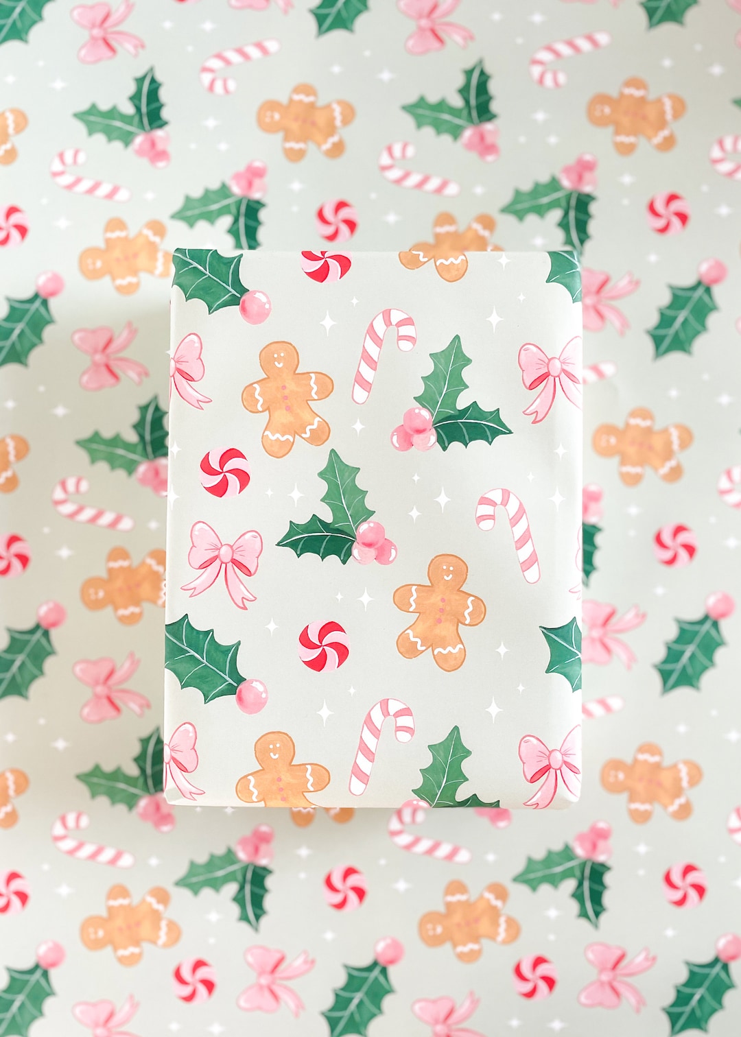 Gingerbread Cheer Gift Wrap | Christmas Wrapping Paper | - Etsy