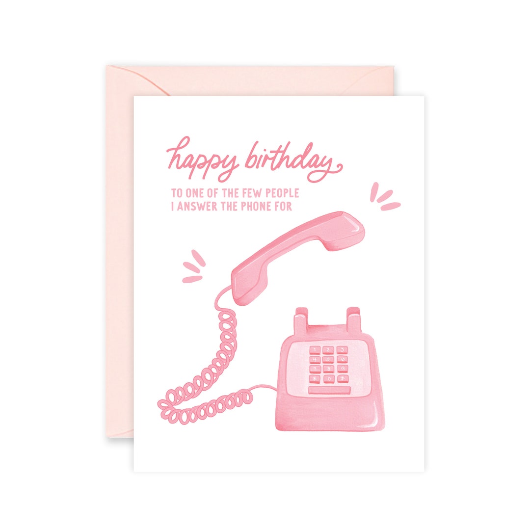 Pink Vintage Phone Card Funny Birthday Card Birthday Card for Best ...