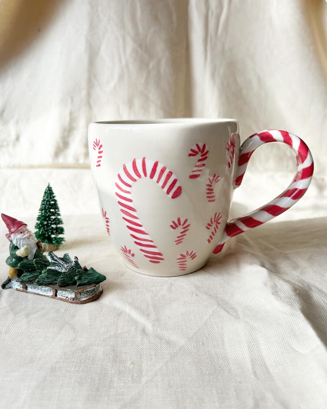 Handmade Candy Cane Pottery Mug – Holiday Drinkware (16 or 22 Ounces ...