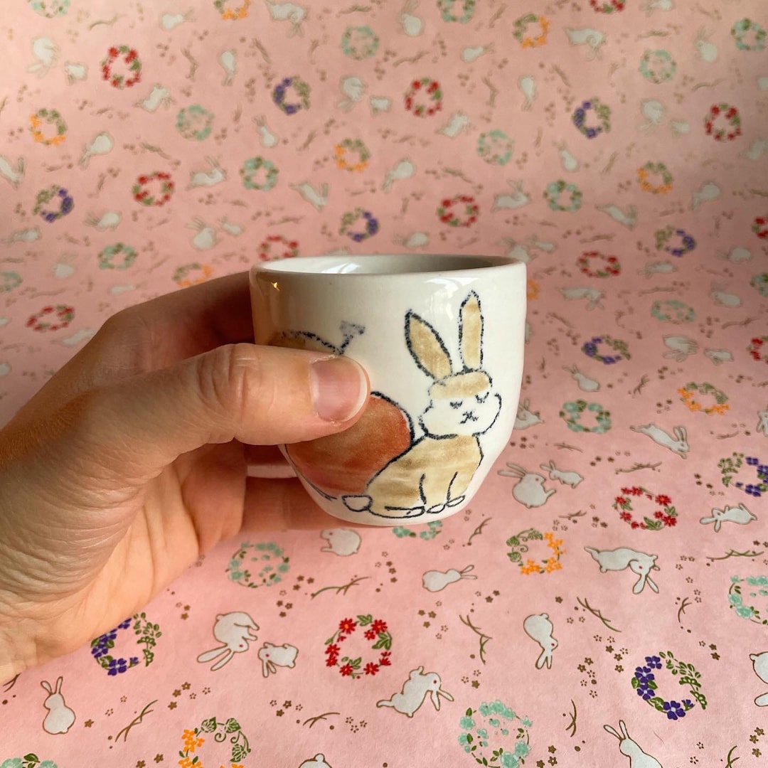 Easter Bunny and Peach Tea Cup of High Quality Porcelain - White ...