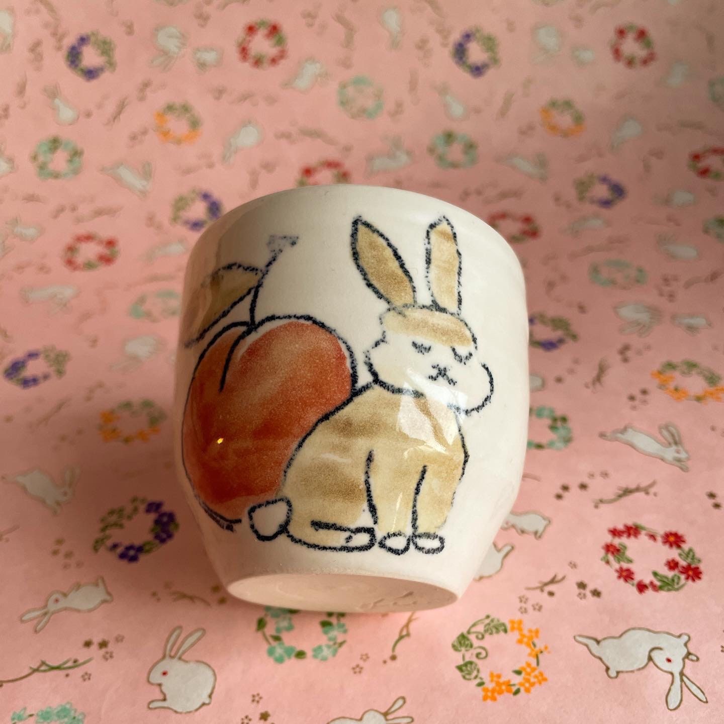 Easter Bunny and Peach Tea Cup of High Quality Porcelain - Etsy
