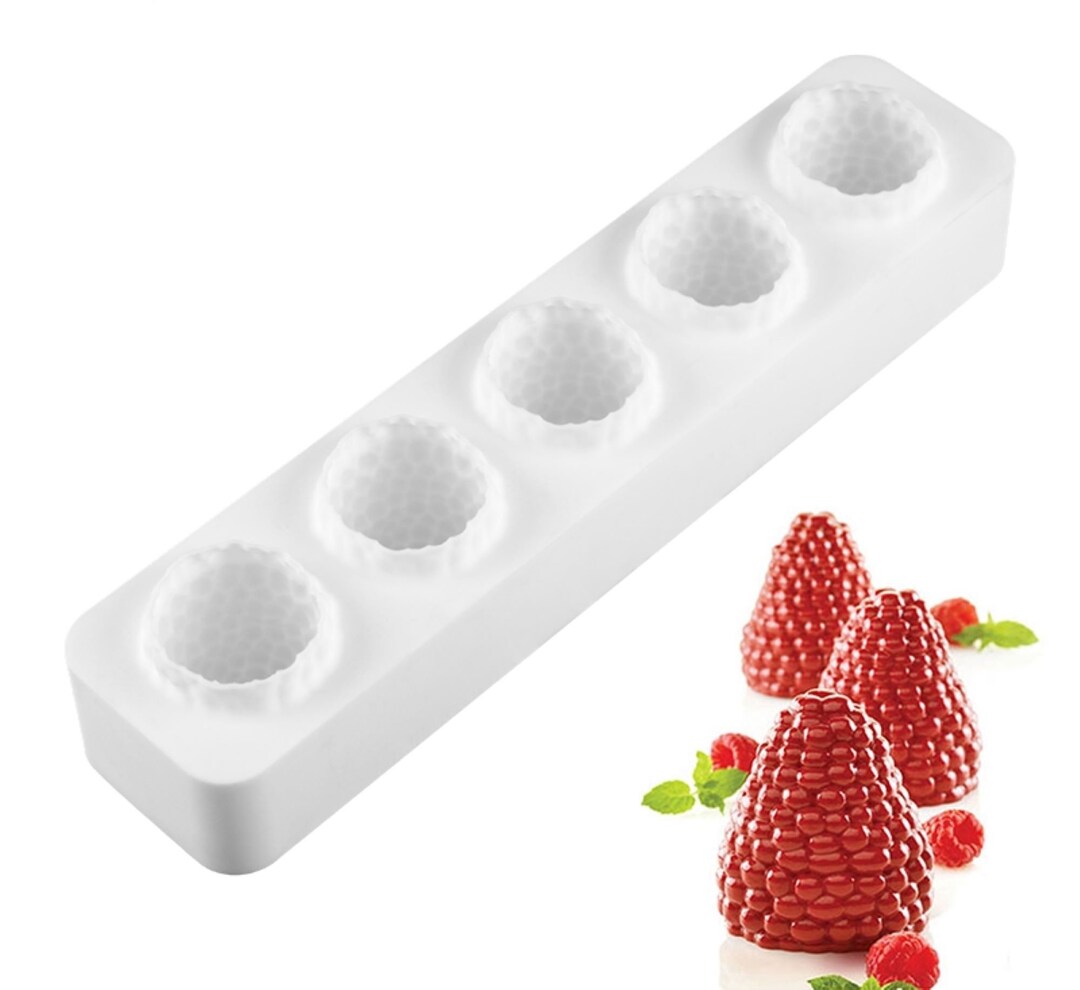 Reusable 5 Cavity 3D Raspberry Shape Silicone Mold, Baking, Jello ...