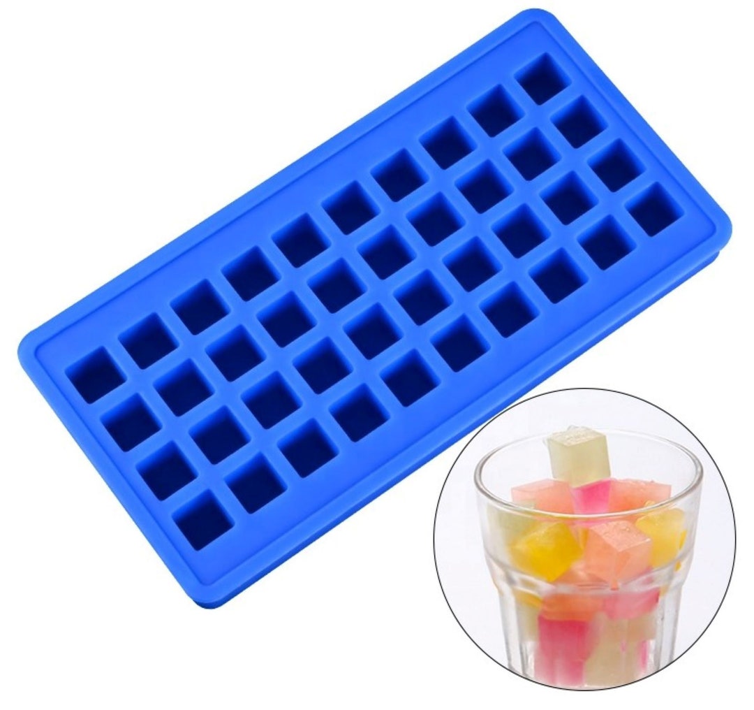 40 Cavity Mini Square Silicone Ice Cube Mold Blue Color, Soap Making ...