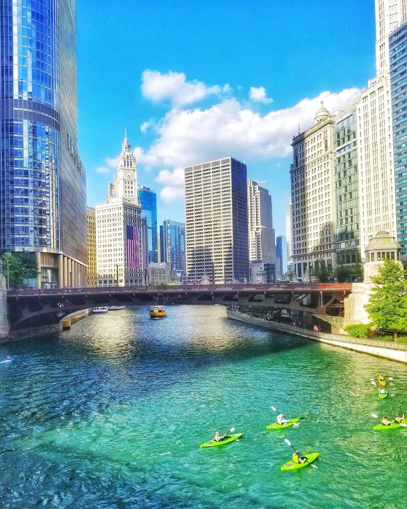 Chicago City Travel Summer Cityscape Downtown Chicago River Photography ...