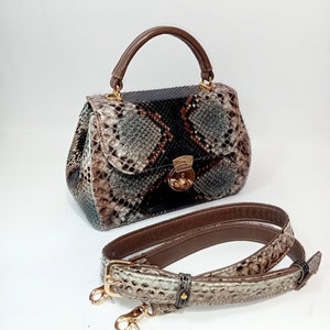 Snake Leather Bag, Lady's Purse, Leather Bag, Snake Skin Handbag ...