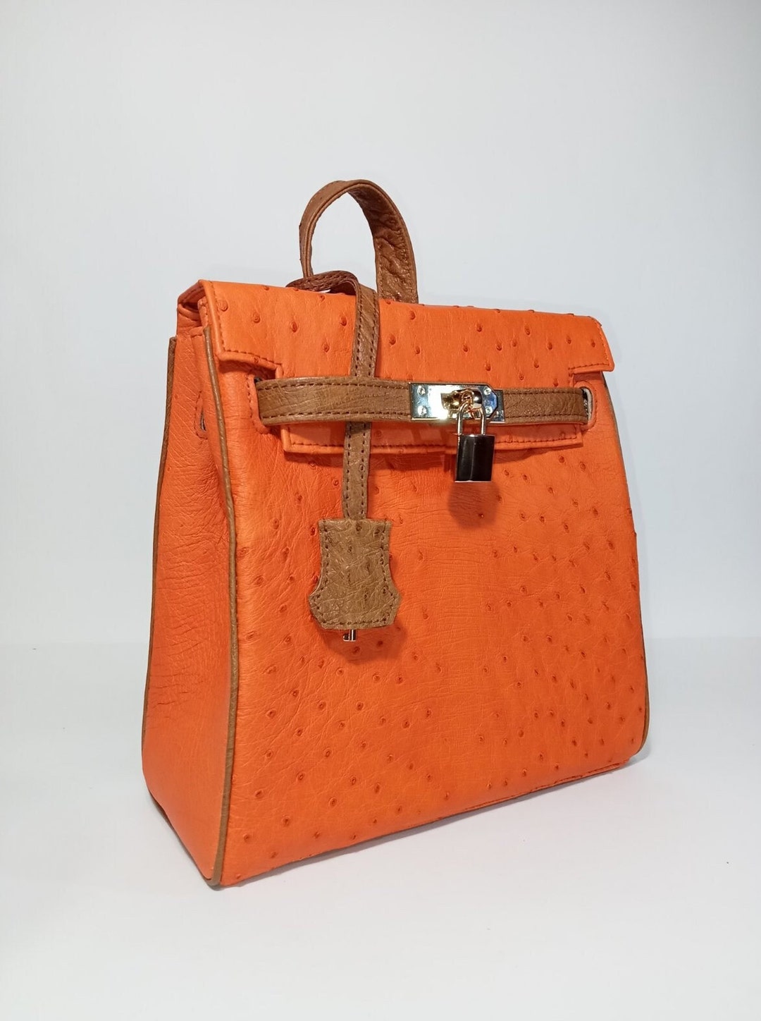 Ostrich Leather Backpack, Exotic Leather Lady's Backpack, Stylish ...
