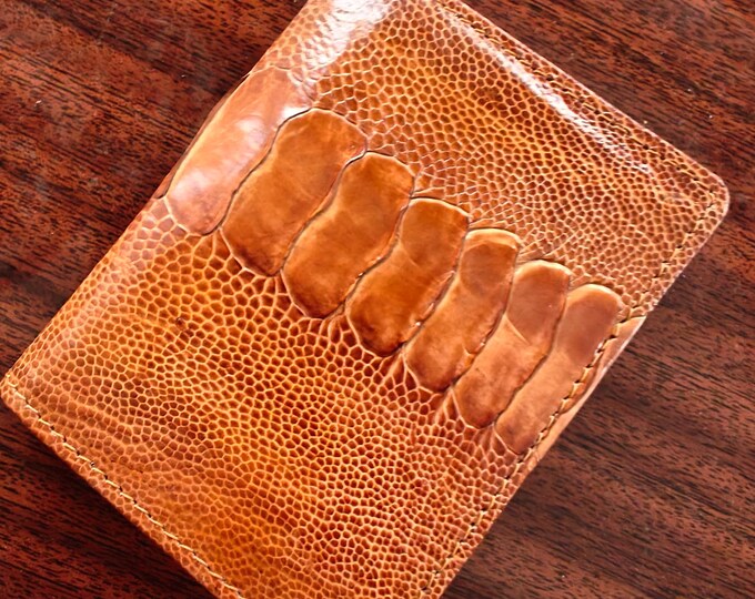Genuine Ostrich Leather Wallet Men's Wallet Leather Bifold Handmade ...