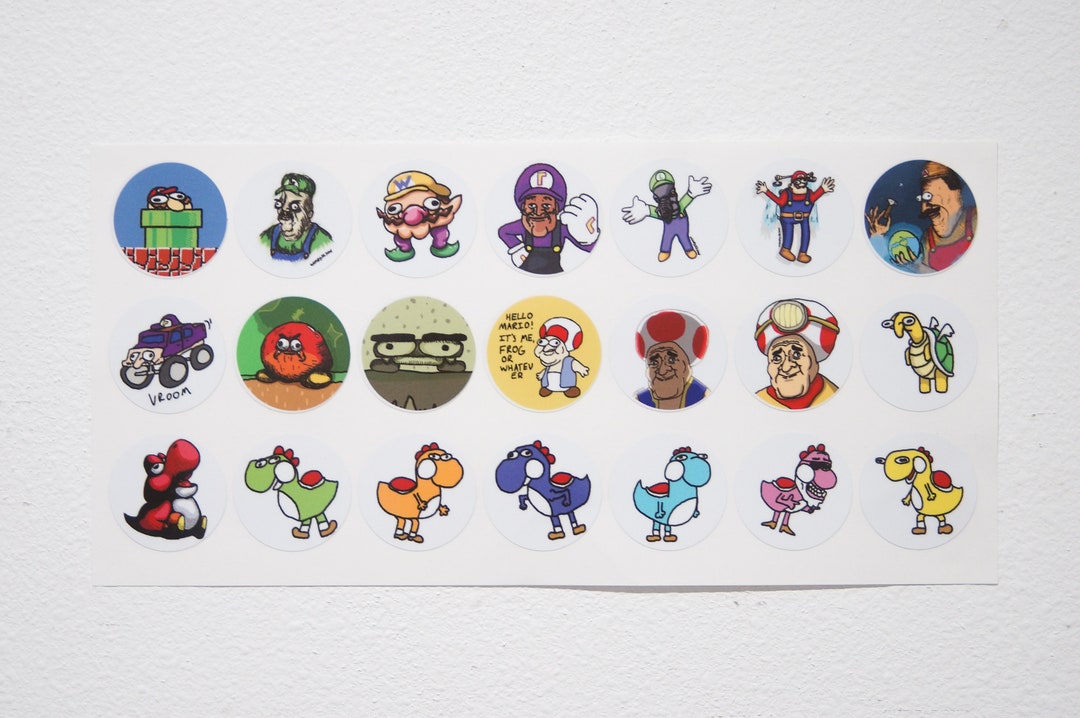 A Sheet of 21 Dang Mario Stickers I Drew (1.5 X 1.5 Inches Each) - Etsy