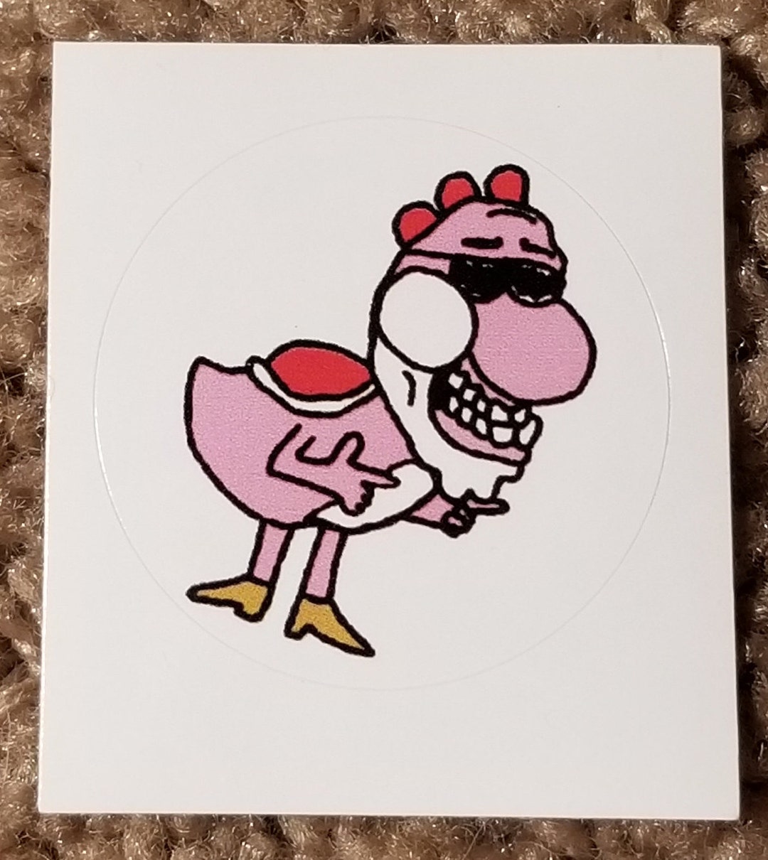 Pink Yoshi Featuring Sunglasses and Finger Guns Sticker (1.5 X 1.5 Inch ...