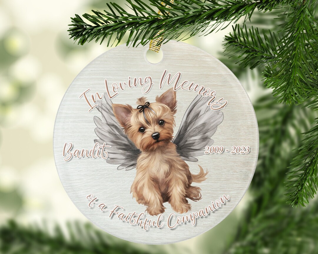 Personalized Yorkie Memorial Ornament, Custom Pet Memorial Christmas ...