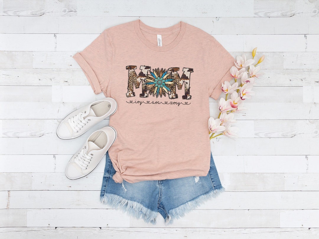 Personalized Mom Shirt With Names, Western Mom Shirt, Southern Shirts ...