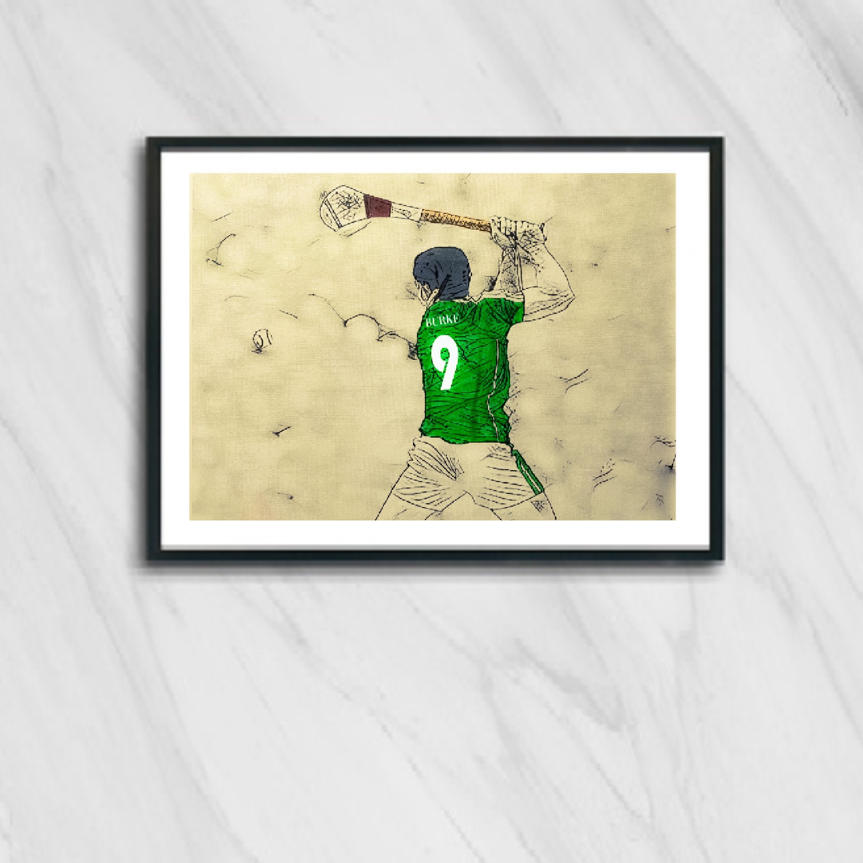 Personalised Any Team Retro Hand Coloured Hurler Art Print. (any County ...